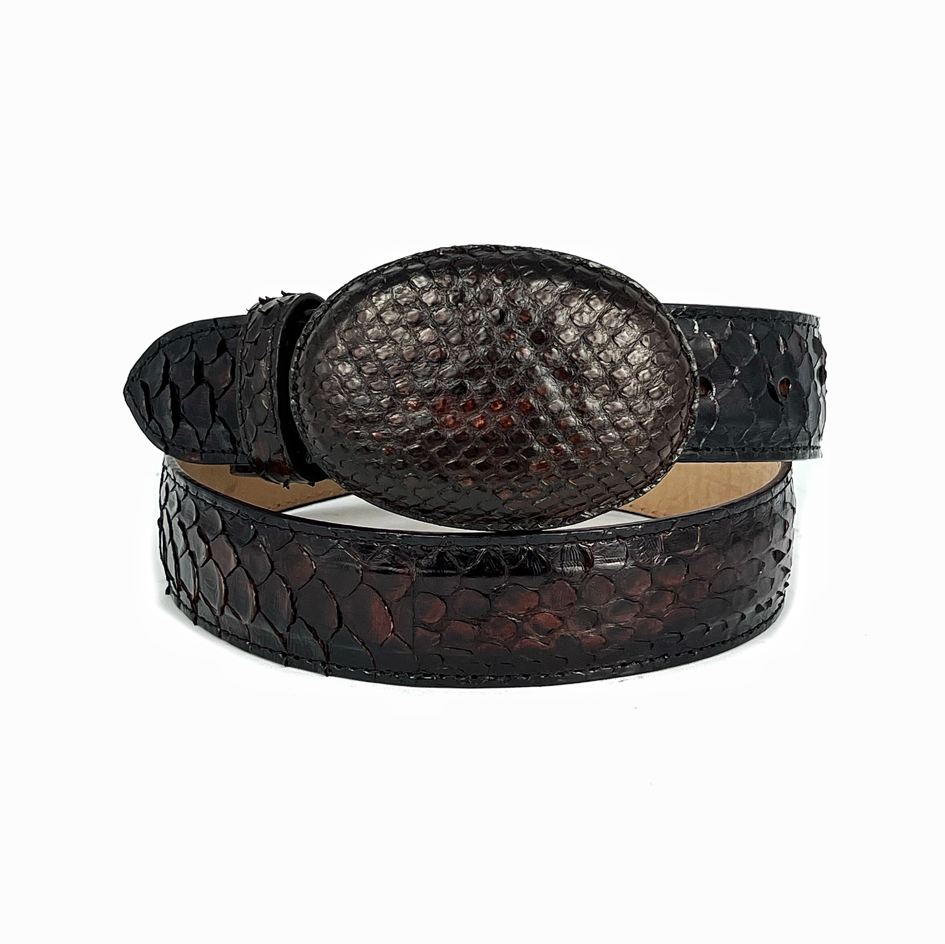 CINTO PITON DARK BROWN HEBILLA REDONDA – BLACK&BOOTS